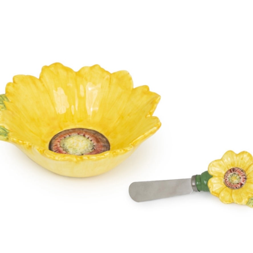 Sunflower Dish With Spreader BI | The Art Garden